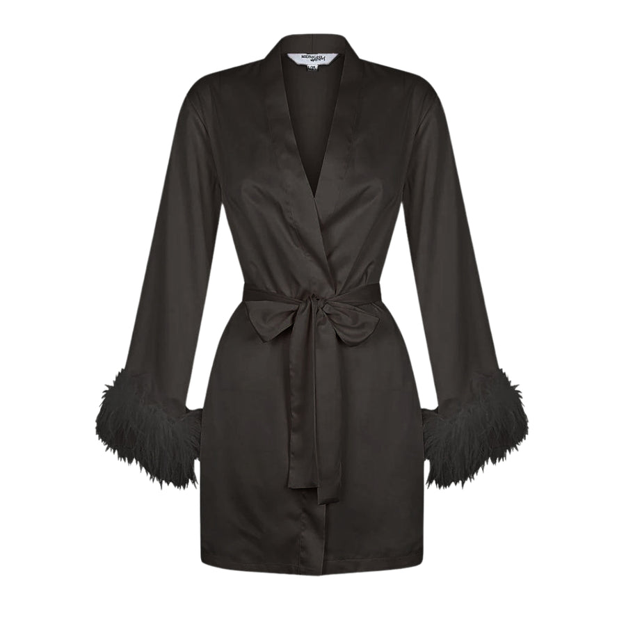 Luxe Personalised Feather Robes – Midnight Mischief Sleepwear